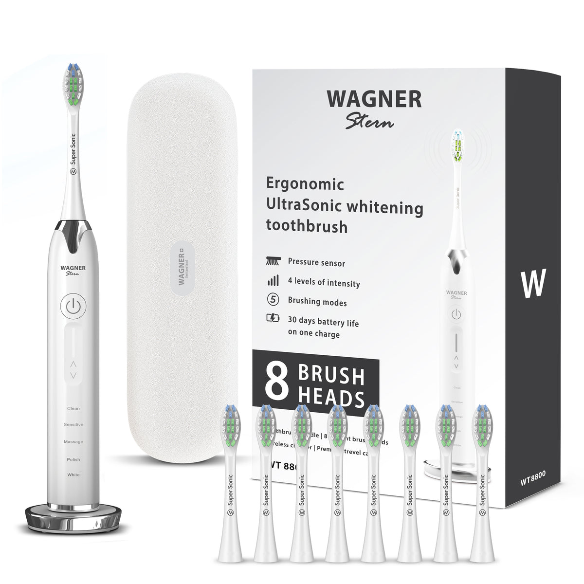 Wagner & Stern Ultrasonic whitening Toothbrush with Pressure Sensor. 5